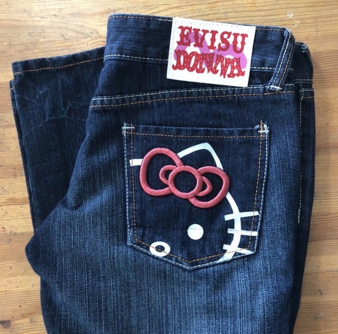 Vintage Evisu Inspired Hello Kitty Cute Y2K Jeans - Etsy Australia