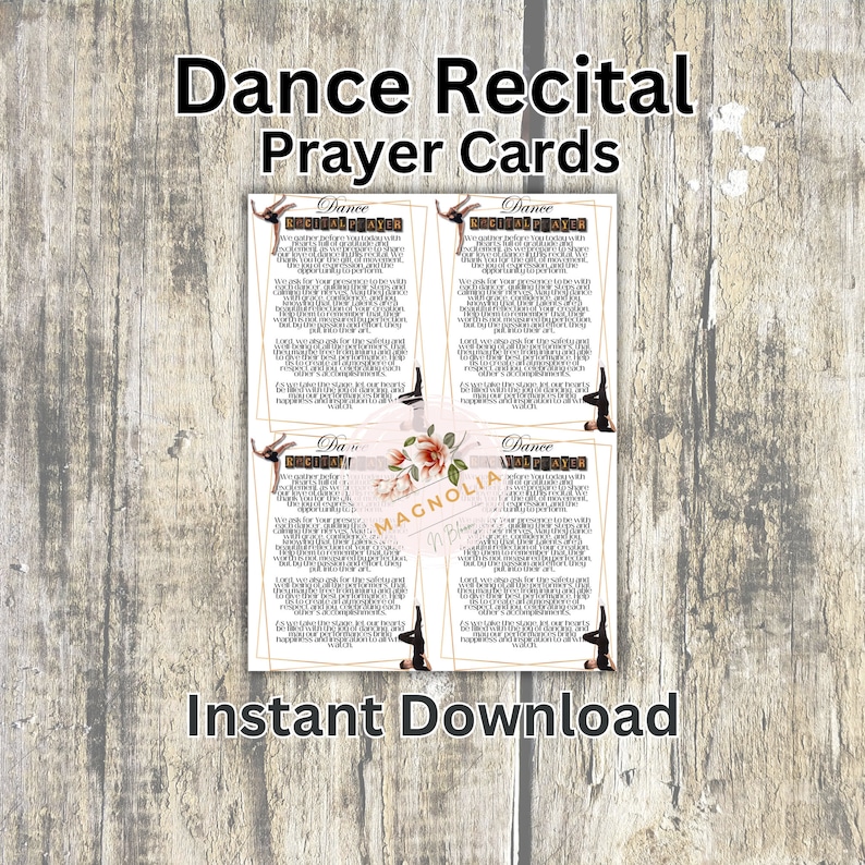 Printable Dance Recital Prayer Cards, Dance Team Prayer, Dance Recital ...