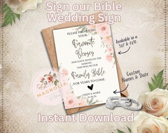 Please Sign Our Bible, Bible Verse Guest Book, Wedding Signs, Wedding ...