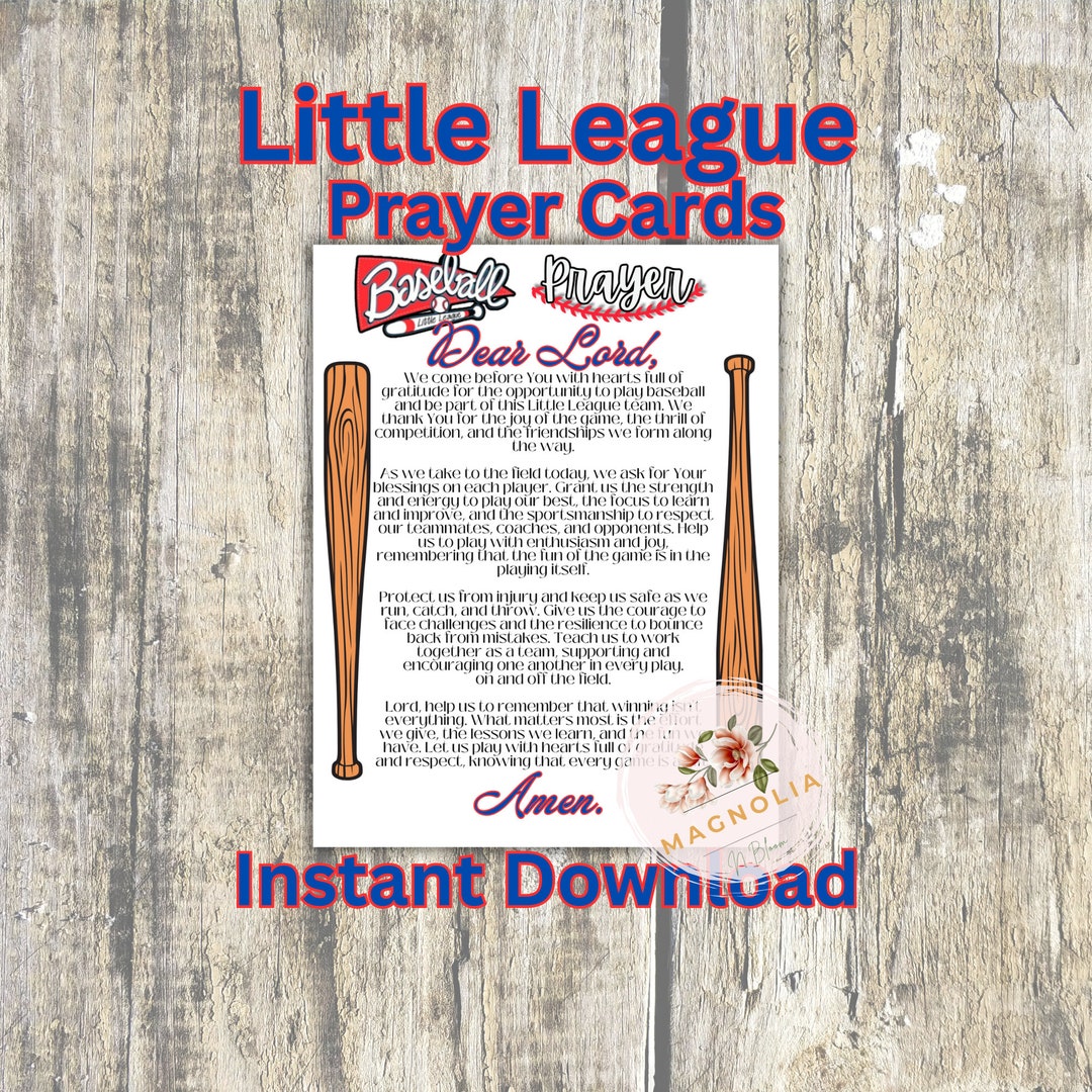 Little League Gifts Printable, Little League Athlete Prayer, Baseball ...