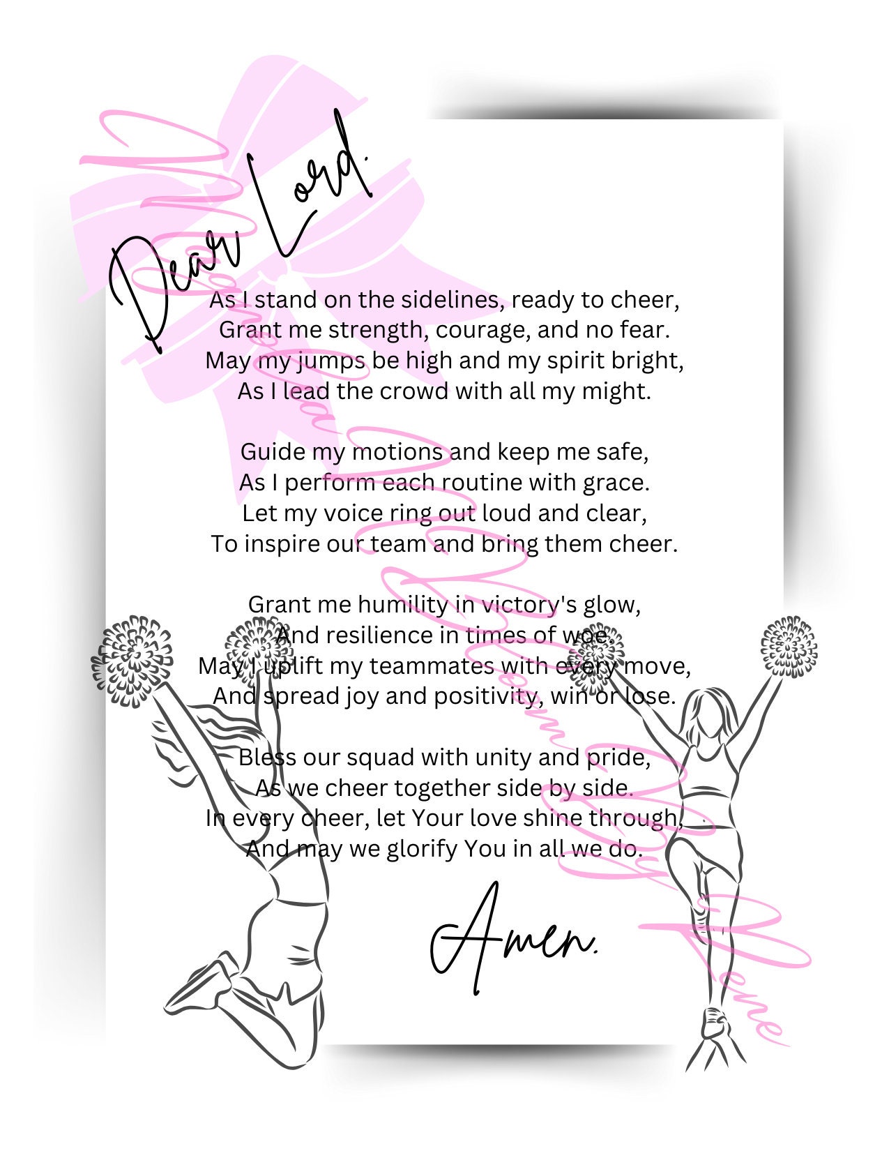 Cheer Gifts Printable, Cheerleader Athlete Prayer, Cheerleader Prayer ...