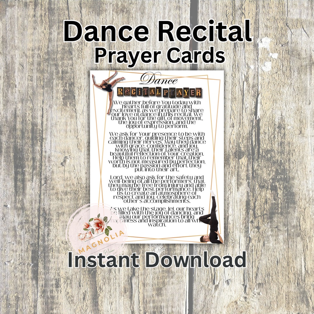 Printable Dance Recital Prayer Cards, Dance Team Prayer, Dance Recital ...