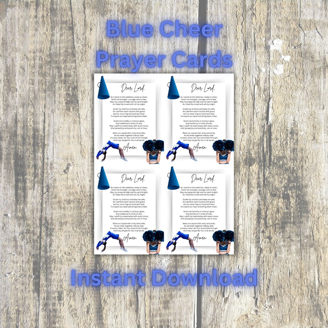 Blue Cheer Gifts Printable, Cheerleader Athlete Prayer, Cheerleader ...