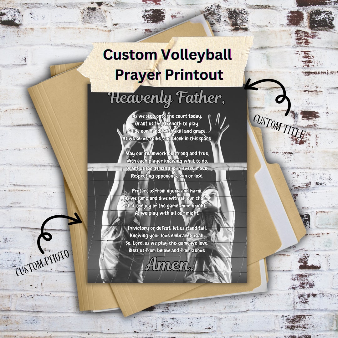 Volleyball Gift Customized PRINTABLE Prayer for Volleyball Player ...
