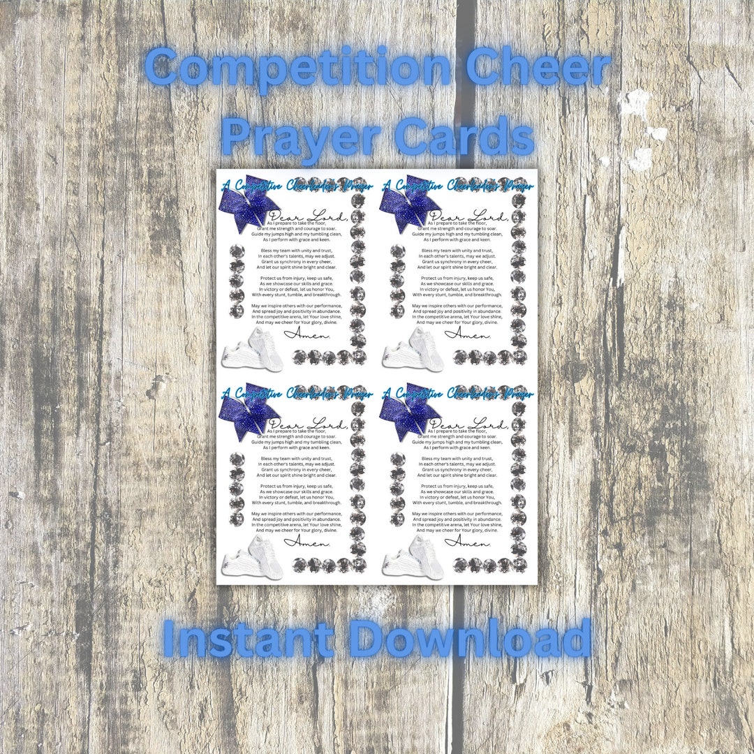 Blue White Competition Cheer Gifts Printable, Cheerleader Athlete ...