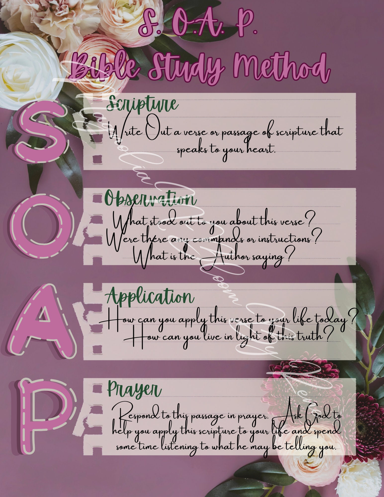 SOAP Bible Study, Study Template Bundle, Digital Download, Journaling ...