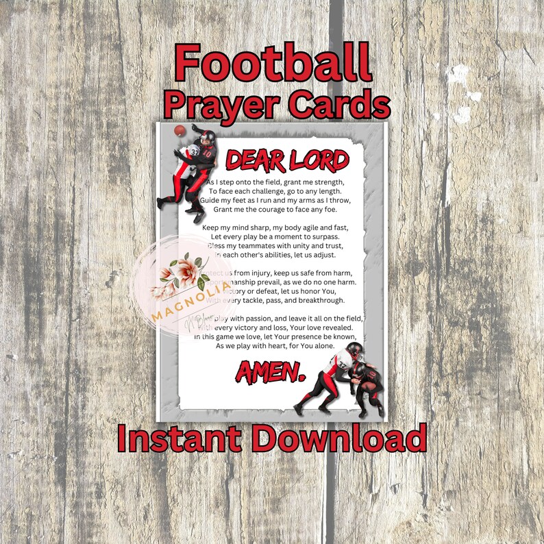 Football Gifts Printable, Football Athlete Prayer, Football Prayer Bag ...