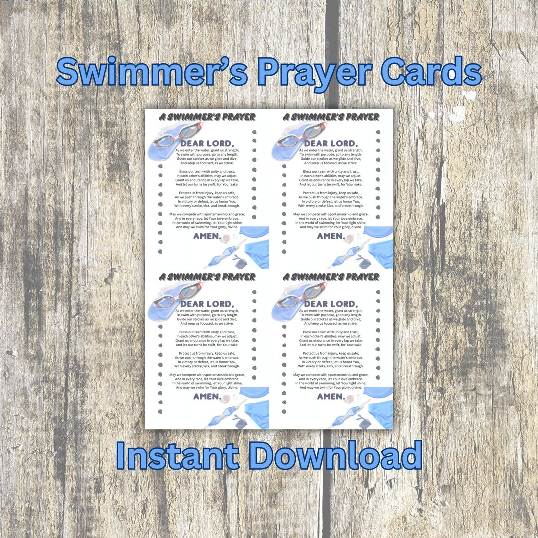 Swimming Gifts Printable, Swimmer Athlete Prayer, Swim Prayer Bag Tag ...