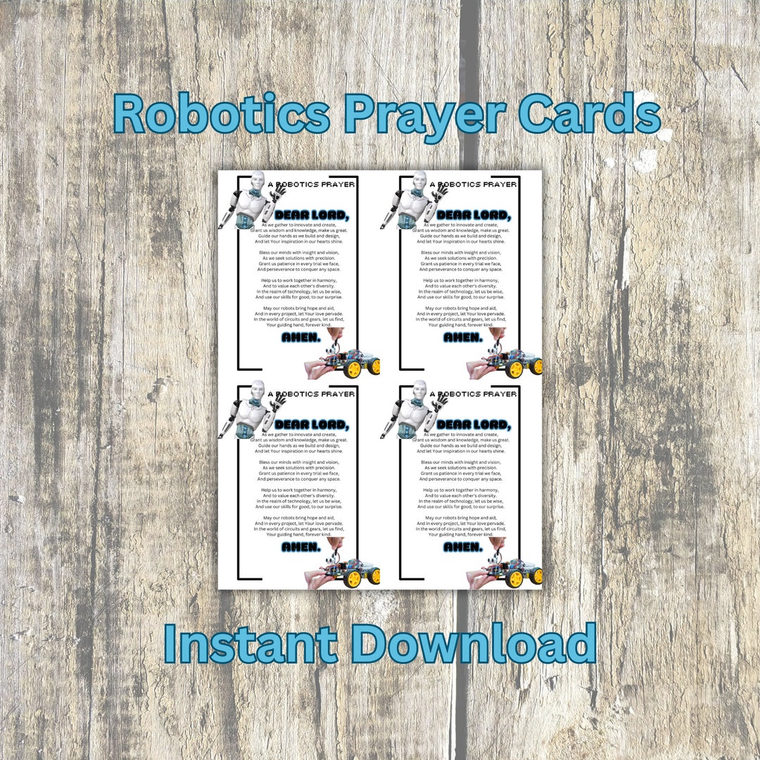 Printable Athlete Prayer Cards, Robotics Prayer, Robotics Prayer Bag ...