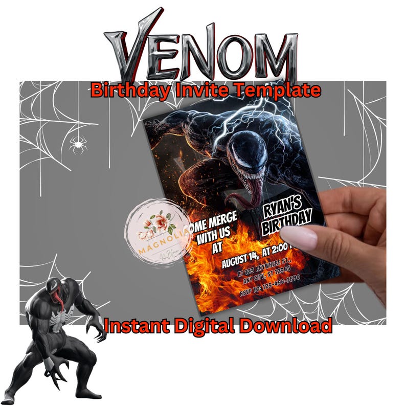EDITABLE Venom Themed Birthday Invite, Birthday Invitation, Venom ...