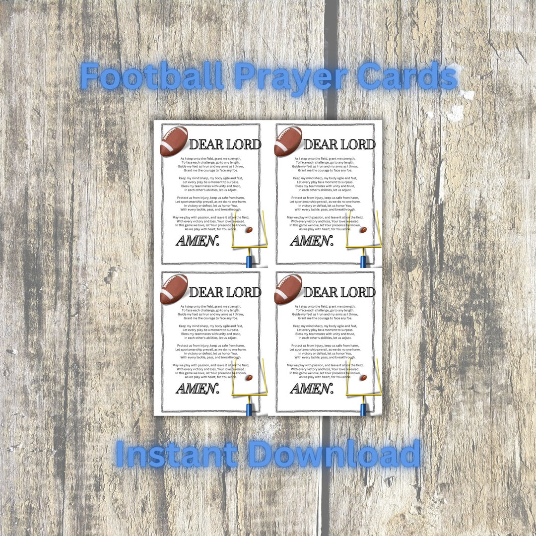 Football Gifts Printable, Football Athlete Prayer, Football Prayer Bag ...