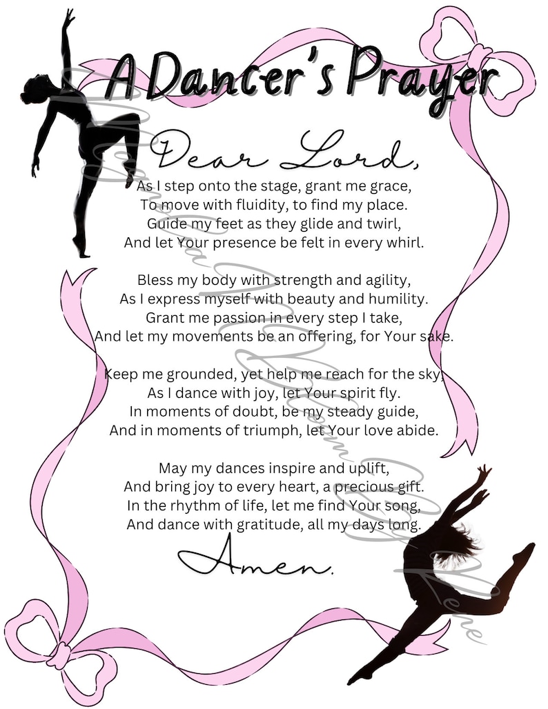 Printable Athlete Prayer Cards, Dance Team Prayer, Dance Team Prayer ...
