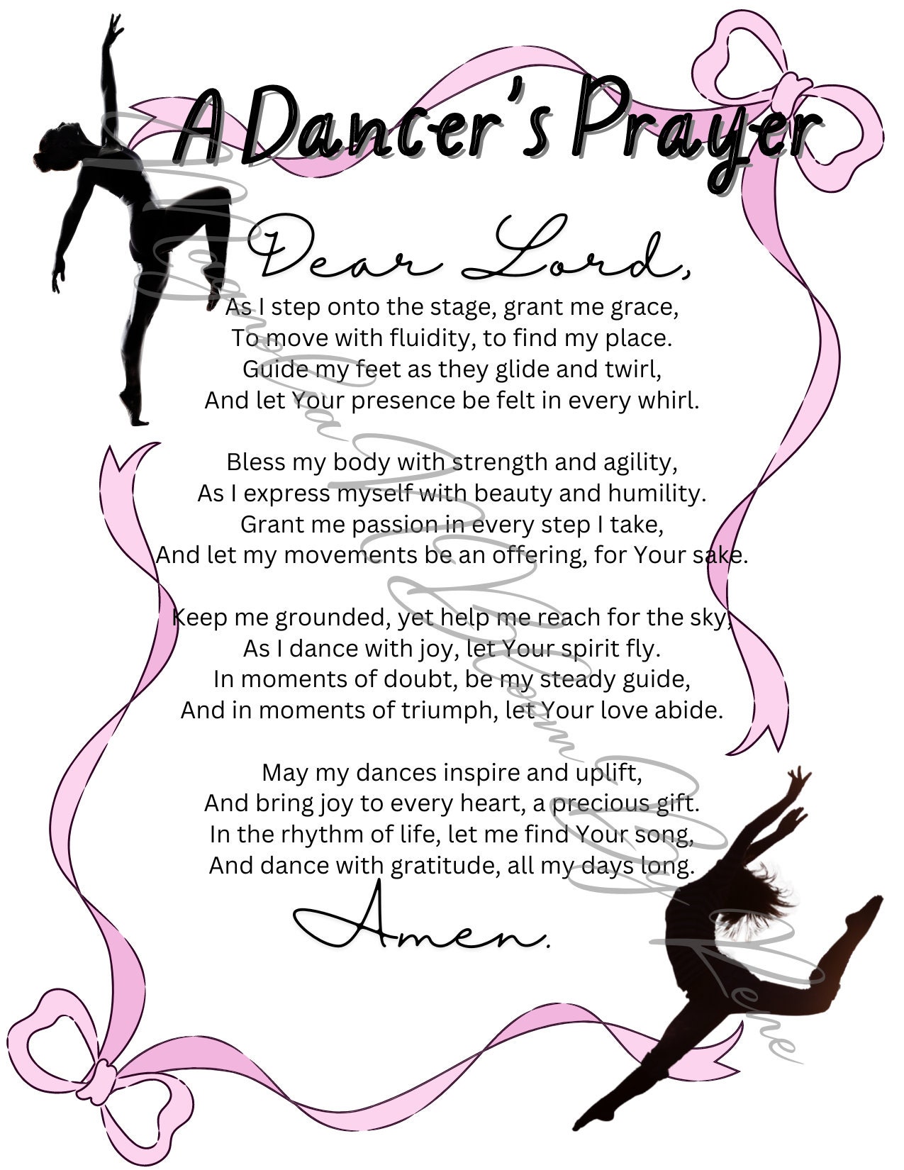 Printable Athlete Prayer Cards, Dance Team Prayer, Dance Team Prayer ...