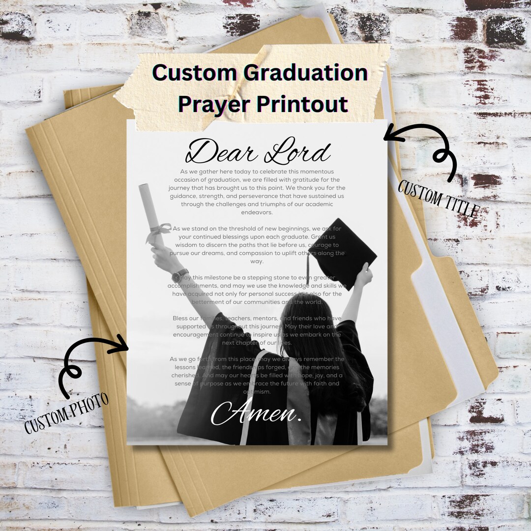 Graduation Gift Customized PRINTABLE Prayer for Graduate School Colors ...