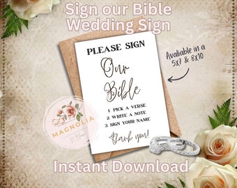 Please Sign Our Bible, Bible Verse Guest Book, Wedding Signs, Wedding ...