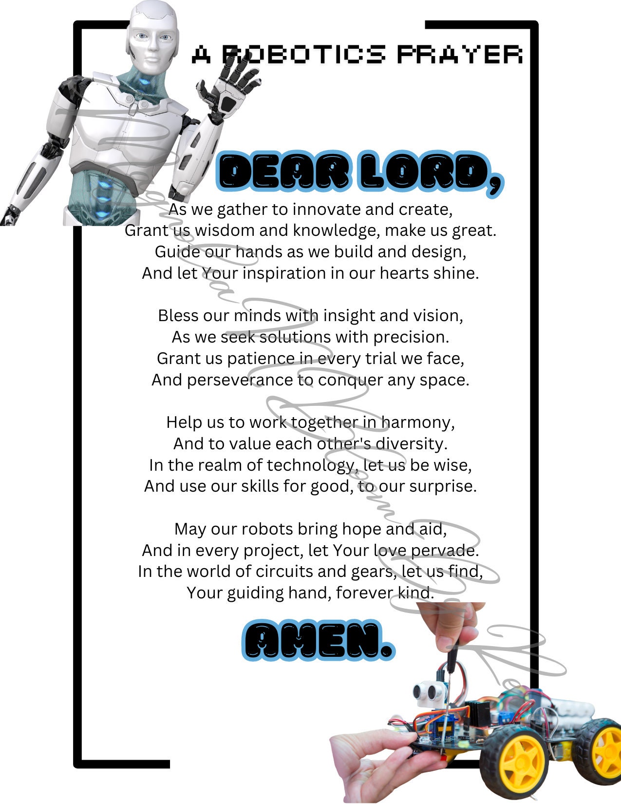 Printable Athlete Prayer Cards, Robotics Prayer, Robotics Prayer Bag ...