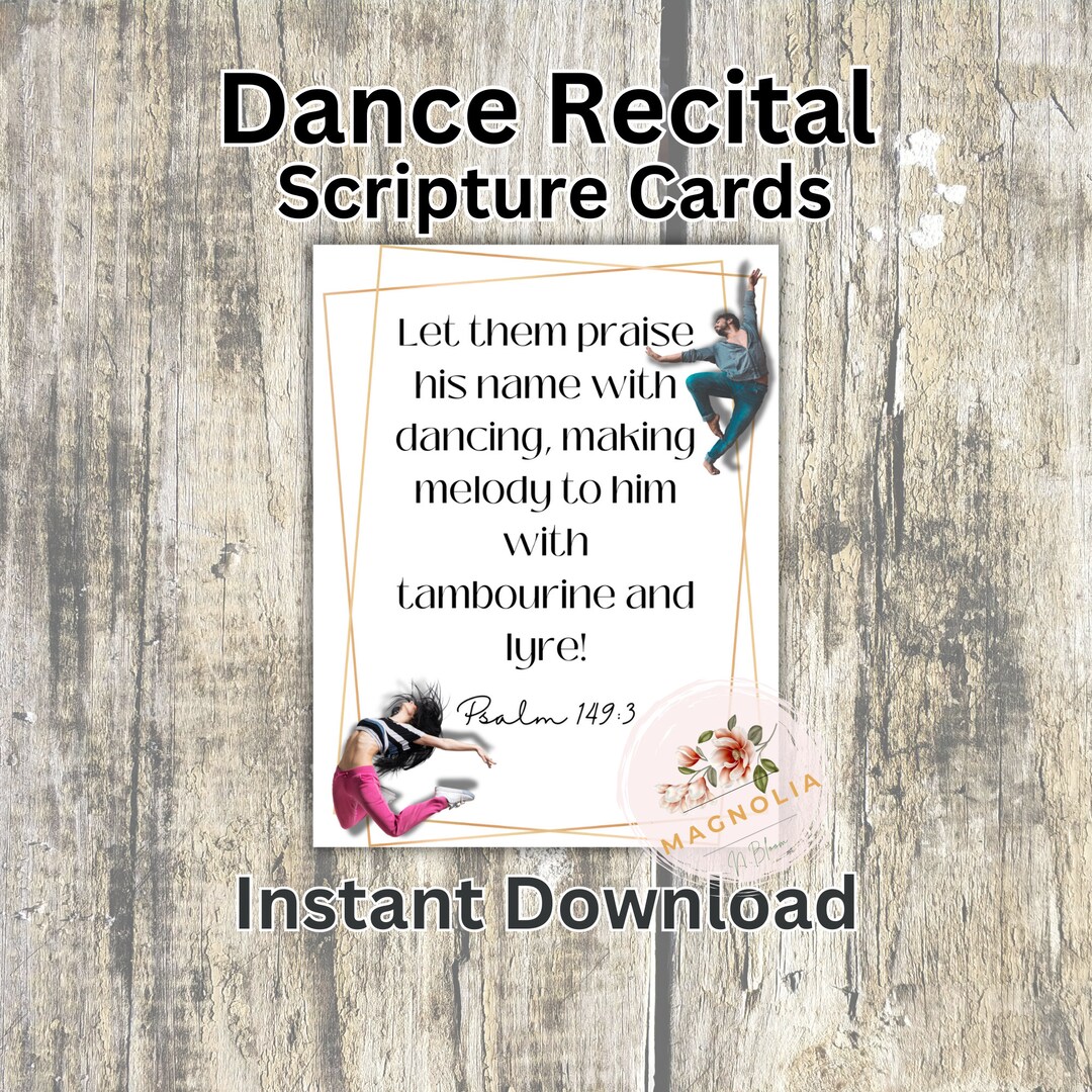 Printable Dance Recital Scripture Cards, Dance Scripture, Dance Recital ...