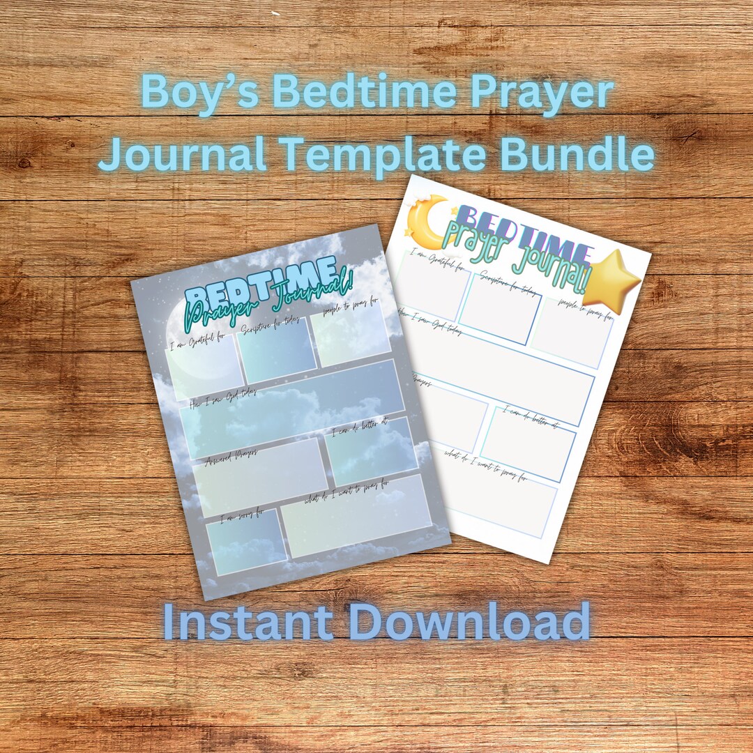 Boy's Bedtime Prayer Journaling Template Bundle, Digital Download ...