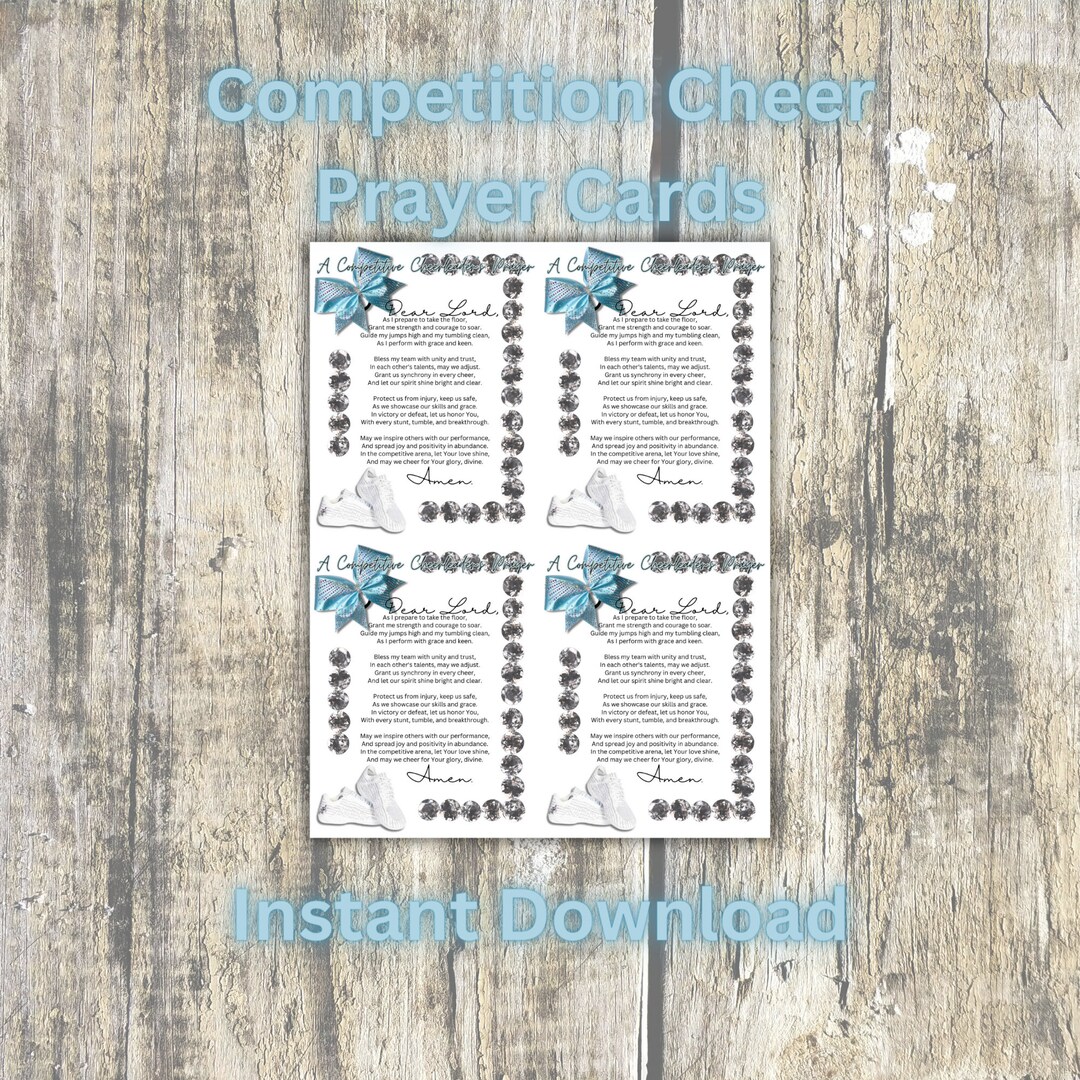 Teal White Competition Cheer Gifts Printable, Cheerleader Athlete ...