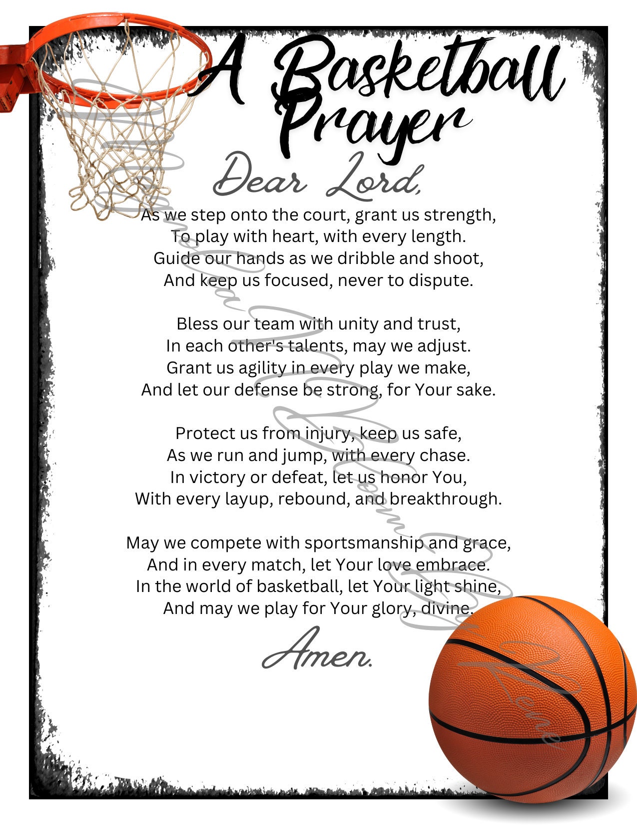 Basketball Gifts Printable, Basketball Athlete Prayer, Basketball ...
