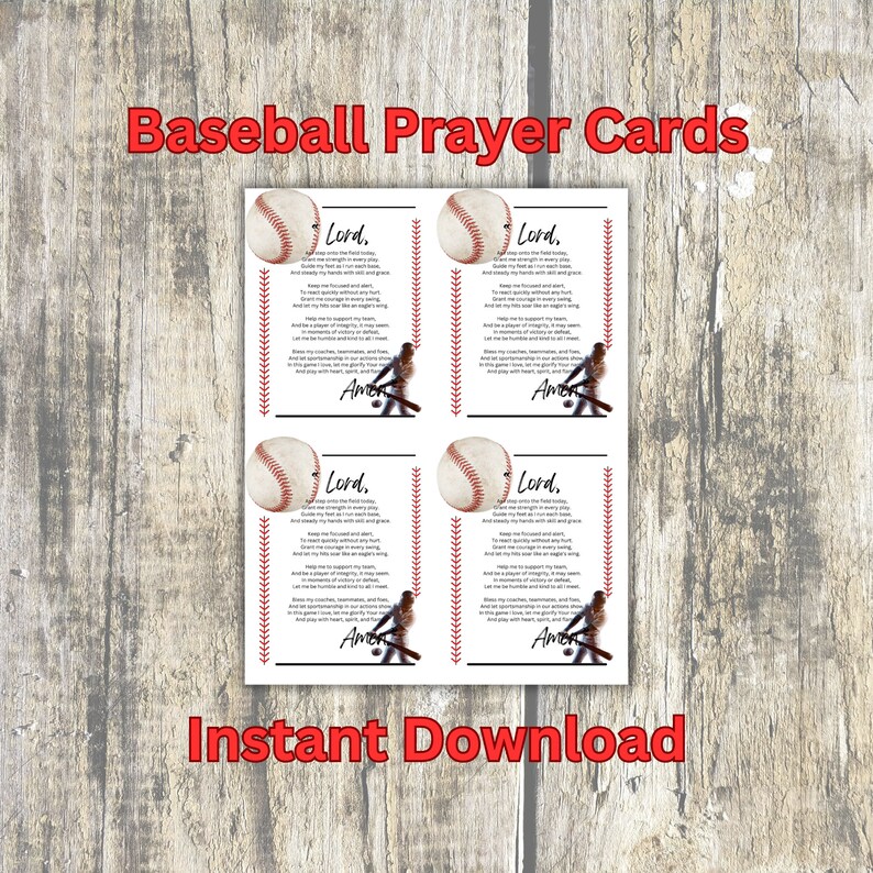 Baseball Gifts Printable, Baseball Athlete Prayer, Baseball Prayer Bag ...