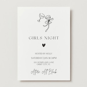 Girls Night Invitation, Dinner Party Invitation, Minimalistic Party ...