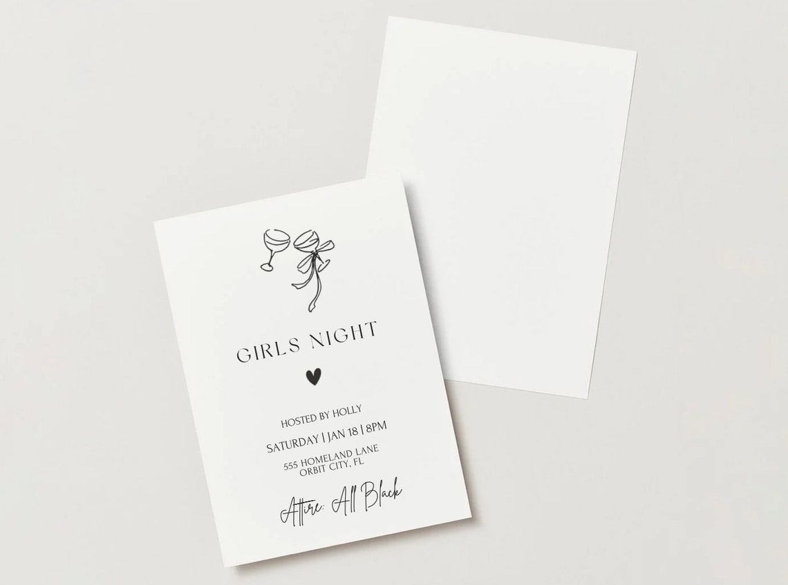 Girls Night Invitation, Dinner Party Invitation, Minimalistic Party ...