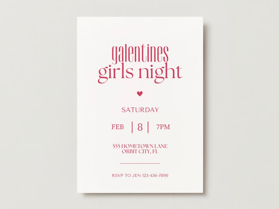 Galentine's Girls Night Invitation, Valentine's Day Party Invite ...