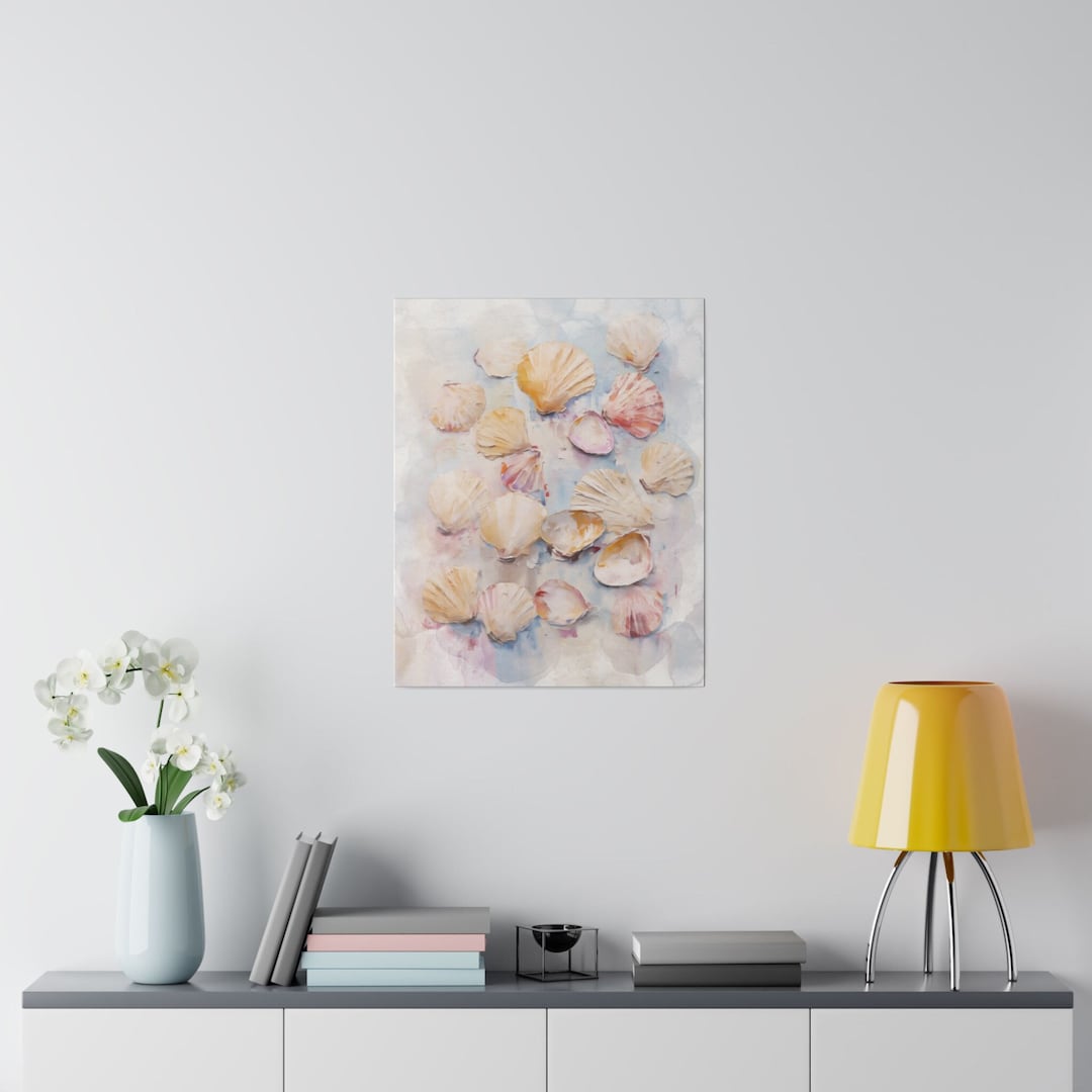 Colorful Watercolor Seashell Art Canvas Wall Art Seashell Decor Sea ...