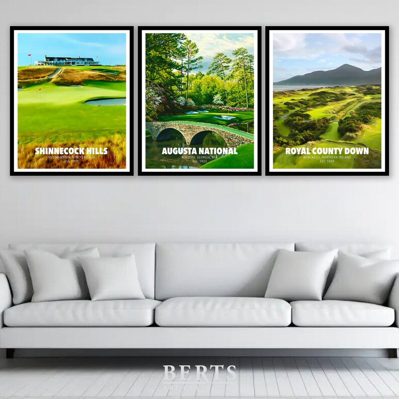 Golf Poster Set Golf Decor Golf Course Print Set Golf Watercolor Golf ...