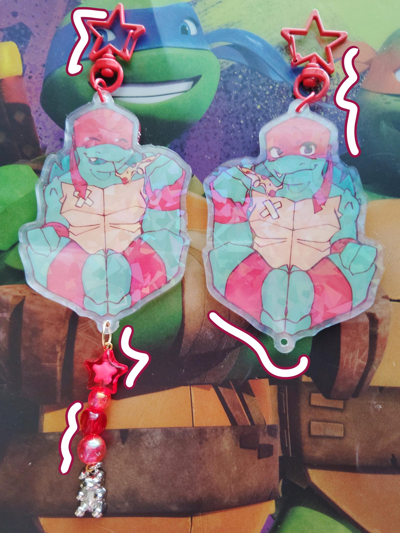 Raph ROTTMNT Keychain With Beads - Etsy