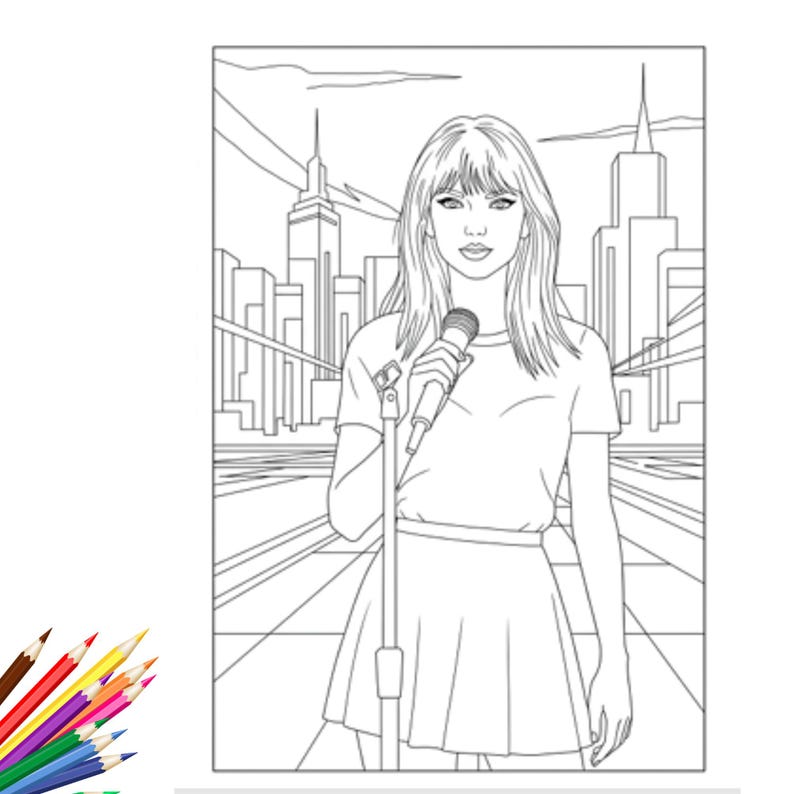 Swiftie Coloring Pages for Taylor Swift Fans 50 Printable Popstar Music ...