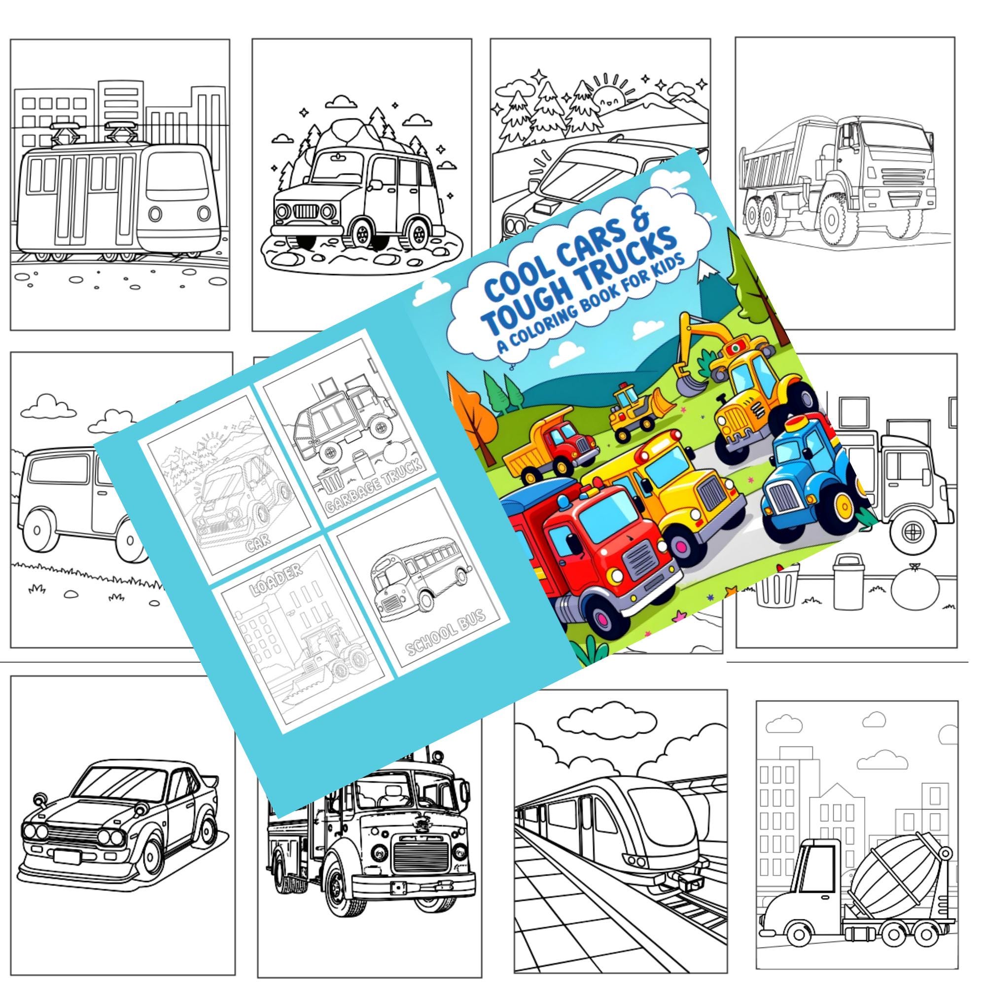 Vehicle Coloring Book for Kids: 50 Fun Car & Truck Pages (PDF Download ...