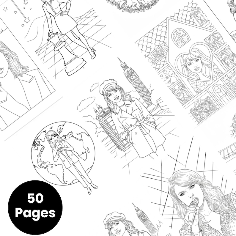 Swiftie Coloring Pages for Taylor Swift Fans 95 Printable Popstar Music ...