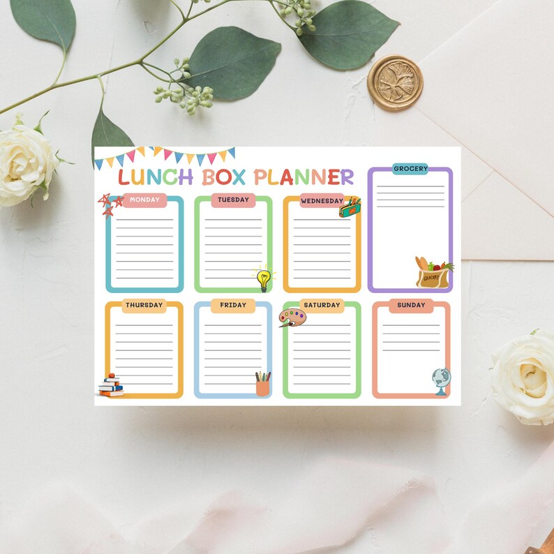 Weekly Lunch Planner Printable Meal Prep Organizer for Kids & Adults ...