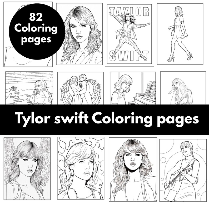 Swifties Coloring Pages Printable 80+ Taylor Swift Birthday Party Favor ...