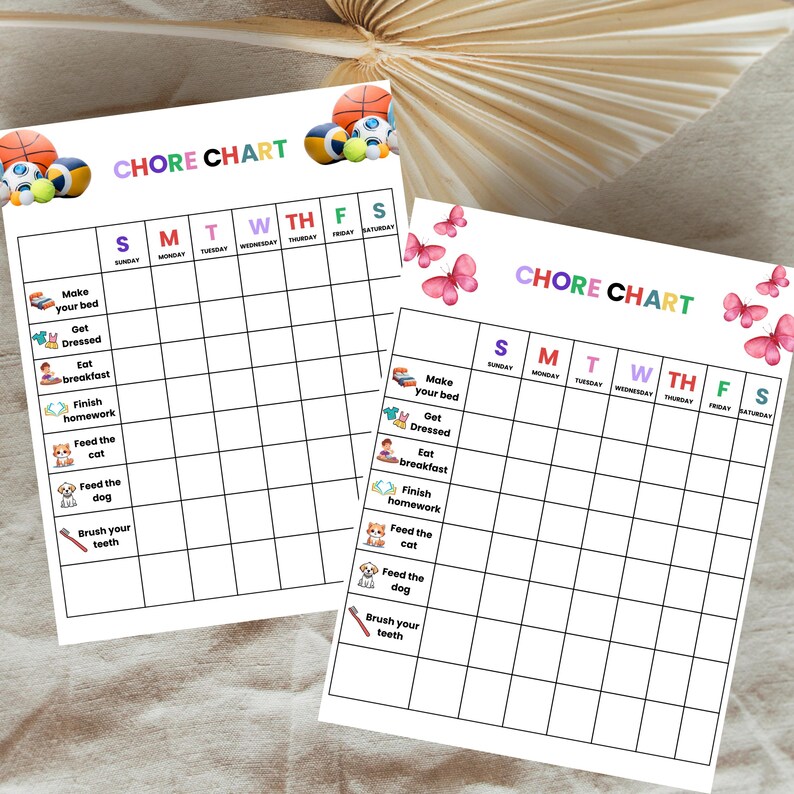 Kids Chore Chart Printable, Family Planner Responsibility Chart, Kids ...