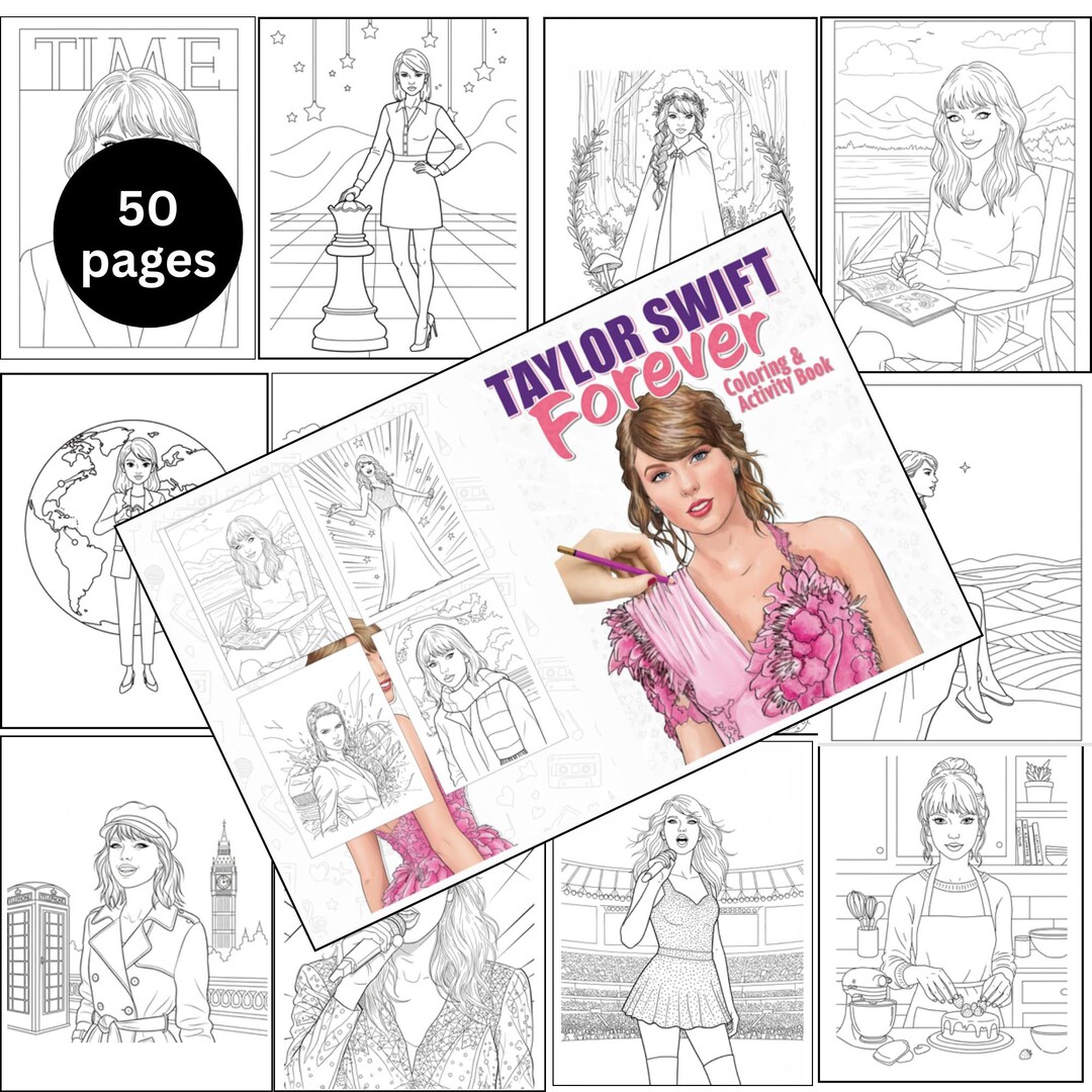 Swiftie Coloring Pages for Taylor Swift Fans 50 Printable Popstar Music ...