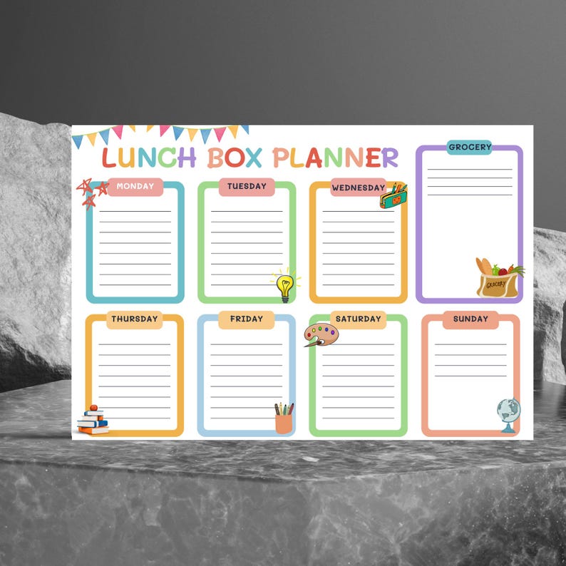 Weekly Lunch Planner Printable Meal Prep Organizer for Kids & Adults ...