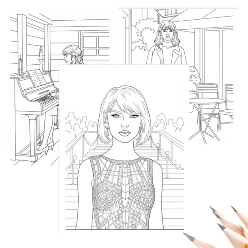 Swiftie Coloring Pages for Taylor Swift Fans 50 Printable Popstar Music ...