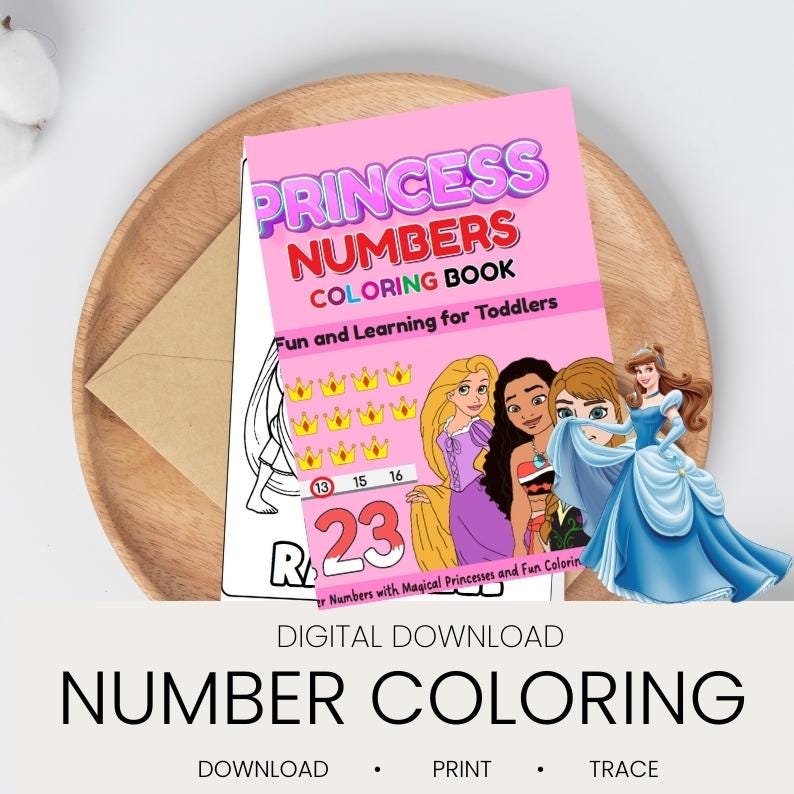 Disney Princes Number Coloring Pages Girl Activity Book Princess ...