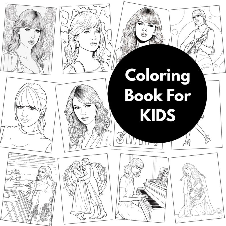 Taylor Swift Coloring Pages Printable 35 Swifties Birthday Party Favor ...