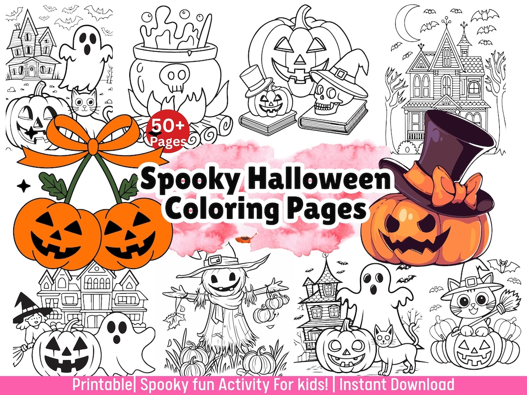 Spooky Halloween Coloring Pages 50+ Printable Pumpkins, Ghosts, Witches ...