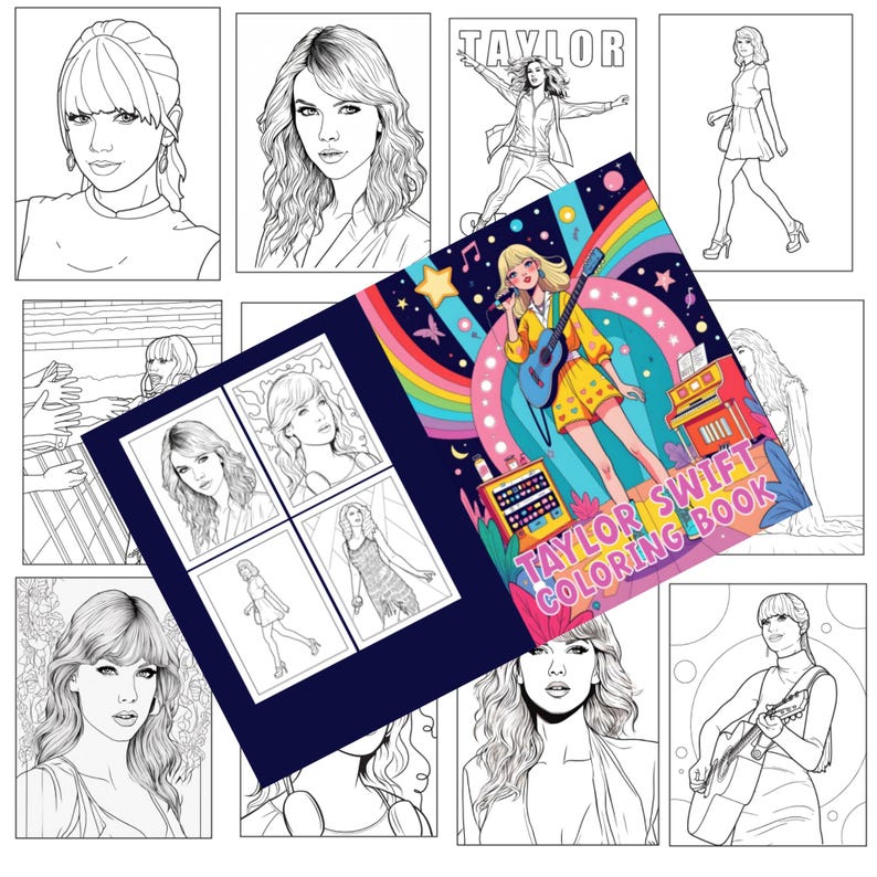 Taylor Swift Coloring Pages Printable 35 Swifties Birthday Party Favor ...