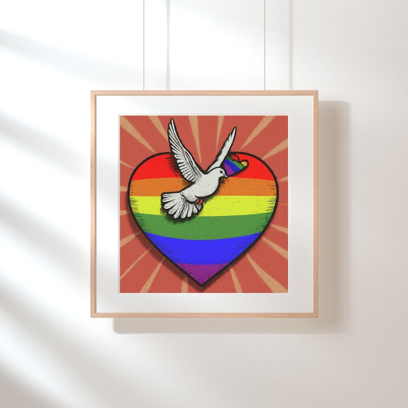 Feathers of Pride: Vibrant Pop Art Pigeon With Rainbow Heart (digital ...