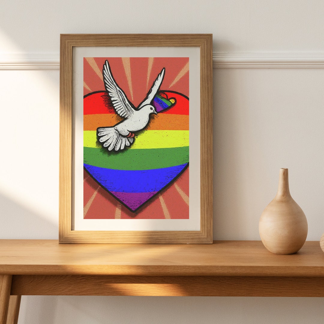 Feathers of Pride: Vibrant Pop Art Pigeon With Rainbow Heart (digital ...