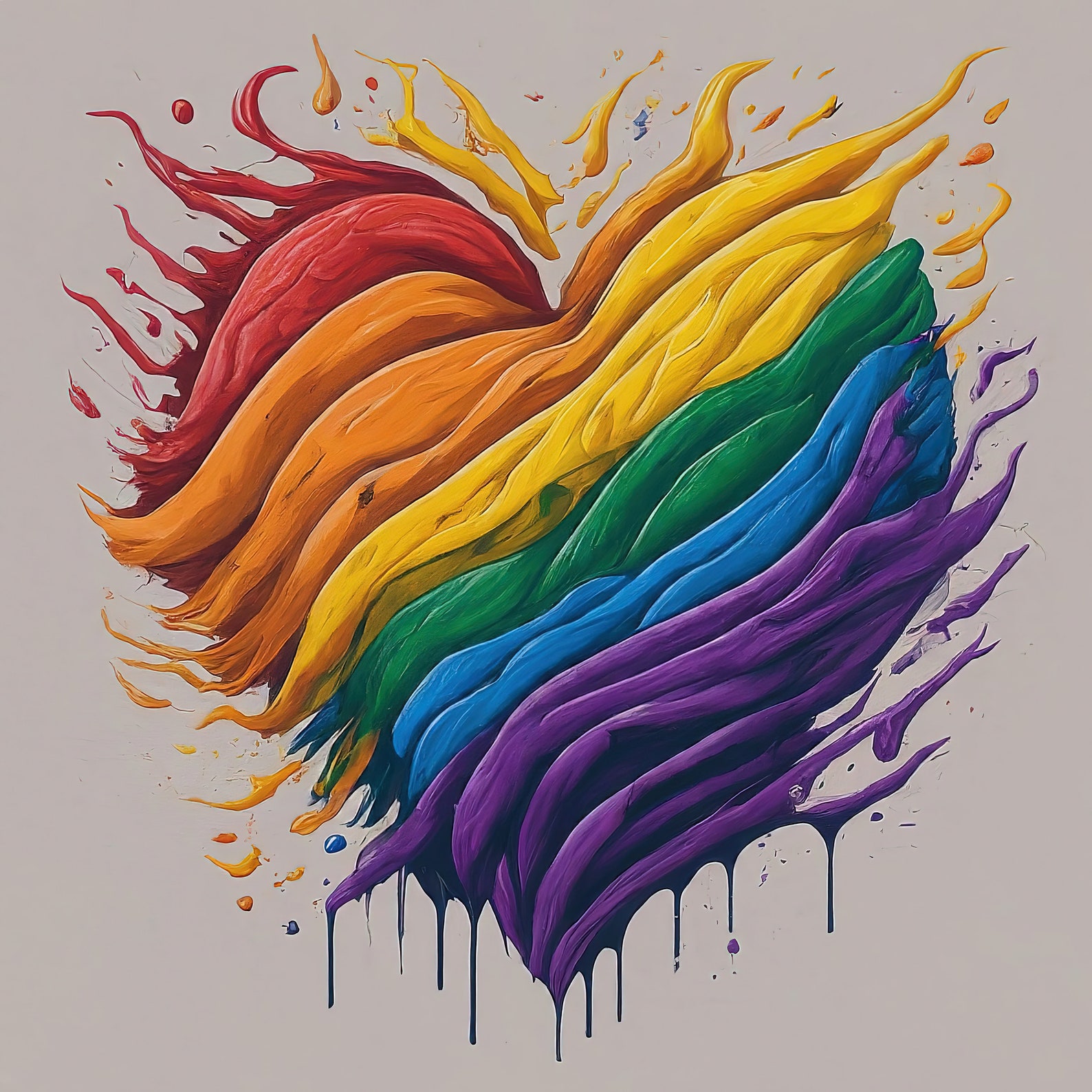Pride Abstract Canvas Print Set - Rainbow Wall Art Decor - Set of 3 ...