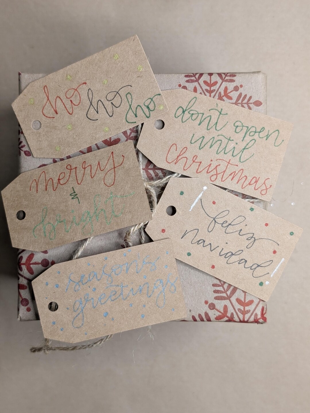 Hand Lettered Christmas Gift Tags: Pack of 5 - Etsy