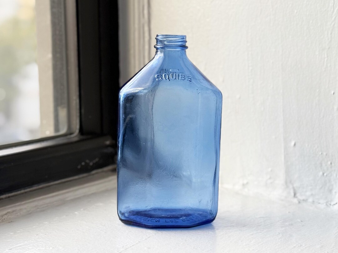 Vintage Squibb Cobalt Blue Bottle | Large Pharmacy Decor - Etsy
