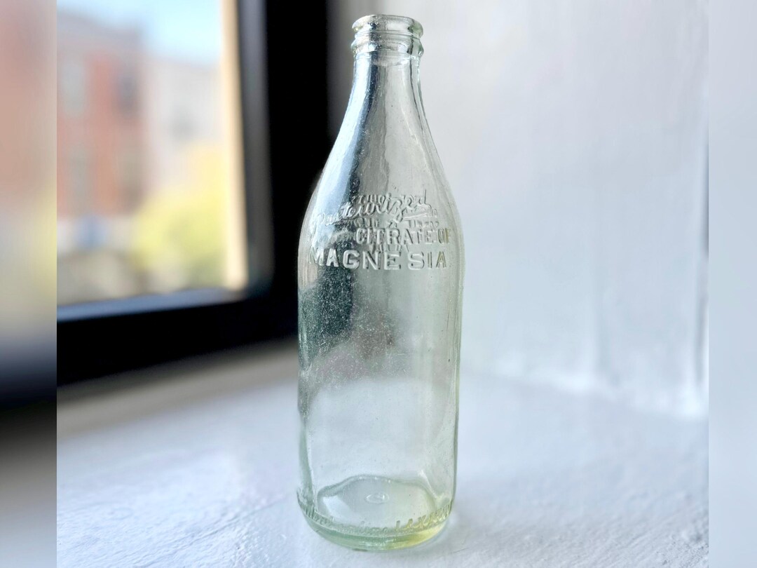 Vintage Citrate of Magnesia Bottle | Aqua Glass Pharmacy Decor - Etsy
